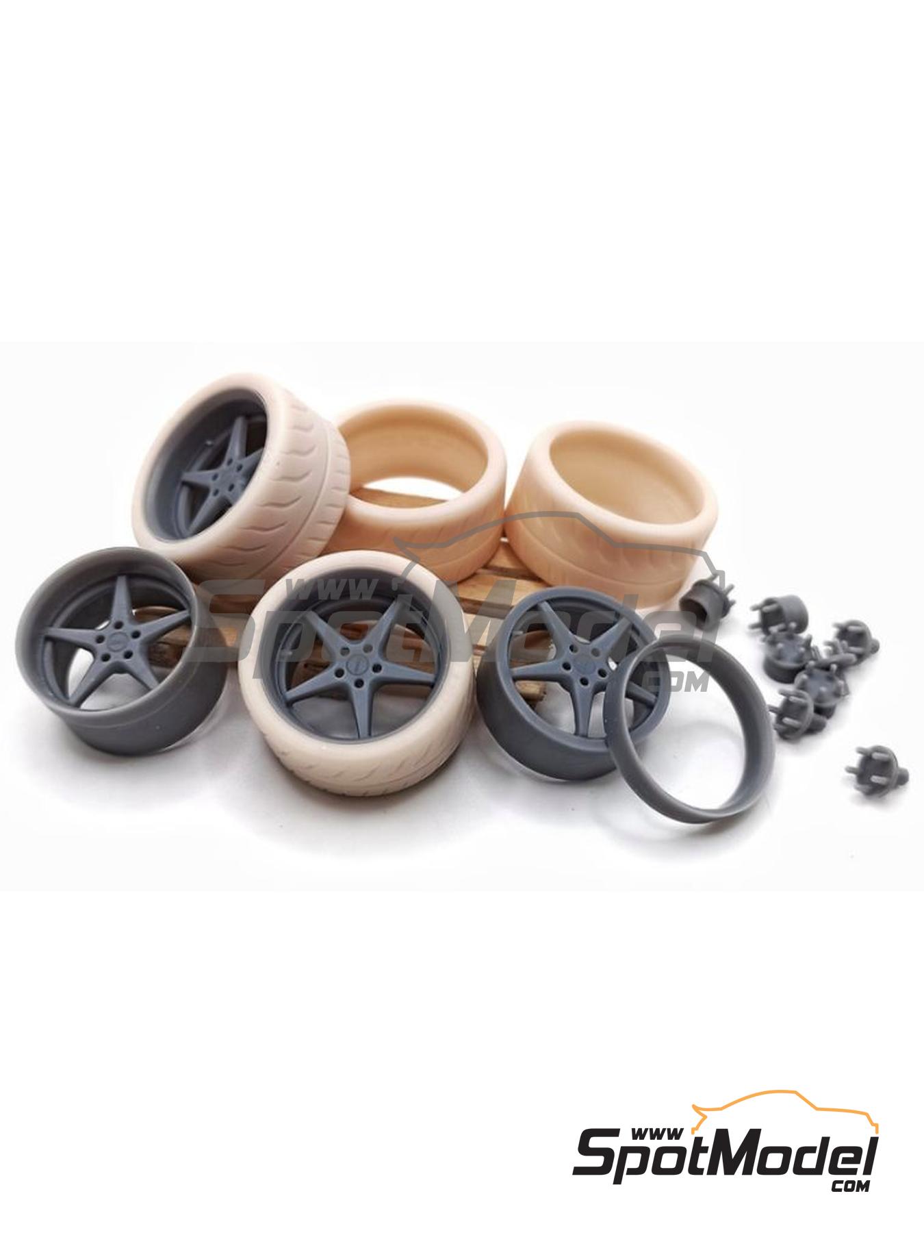 Yamamoto Model Parts YMPRIM18: Rims and tyres set 1/24 scale - Ocean MK18 18 inches - 4 units ...